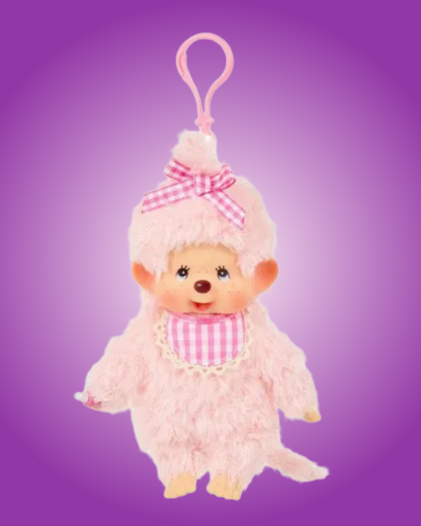 Monchhichi Fluffy Pink Girl Keychain - 5.5" - El Cholo's Kid